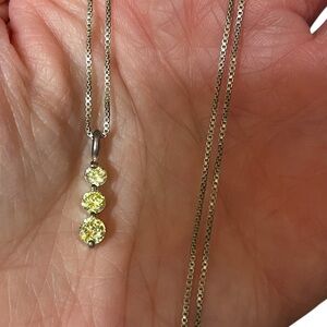 Jewelry | Triple Stone Lemon Quartz Linear Pendant Necklace Italian ...